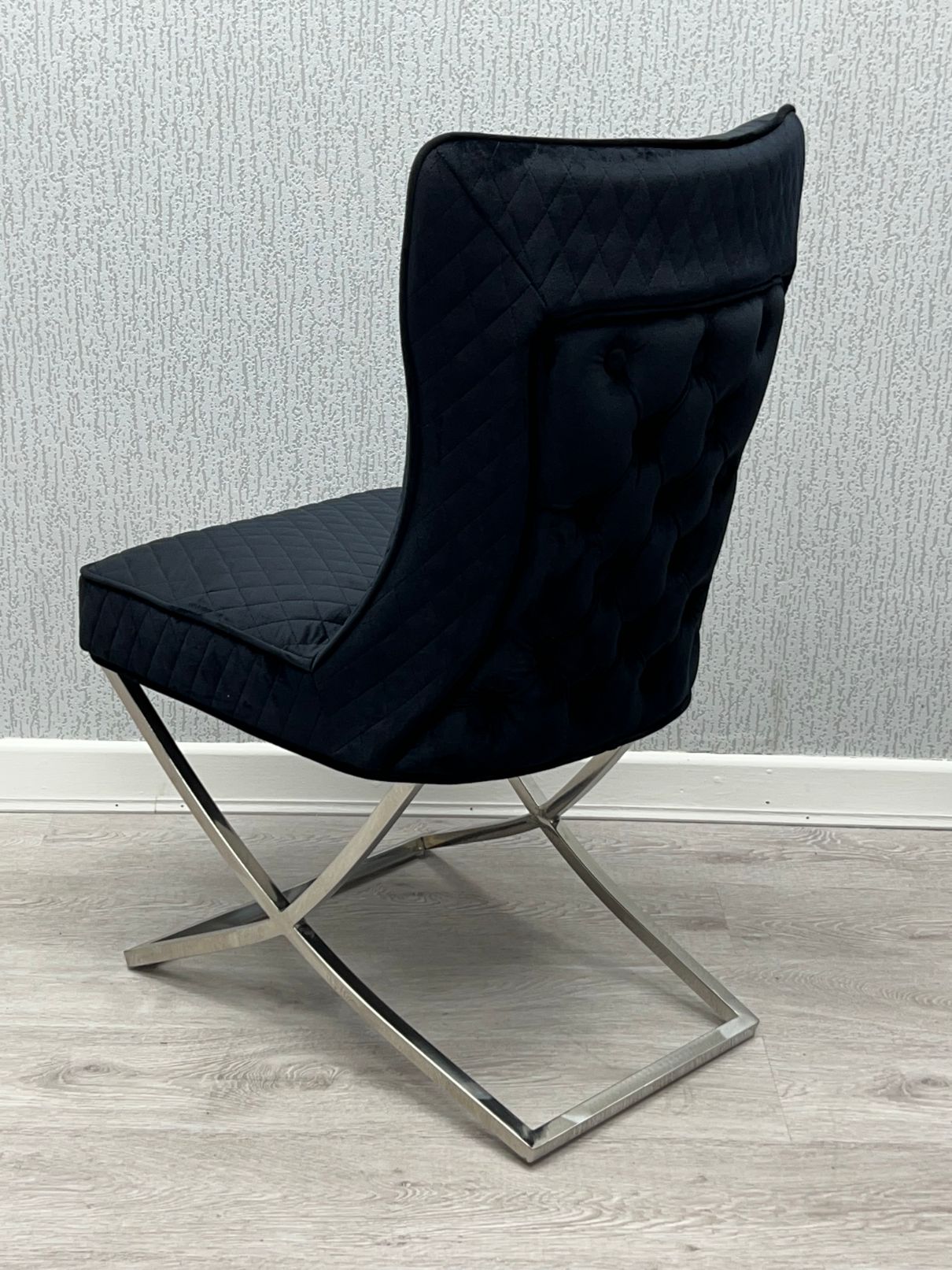 Black dining chairs with silver legs store