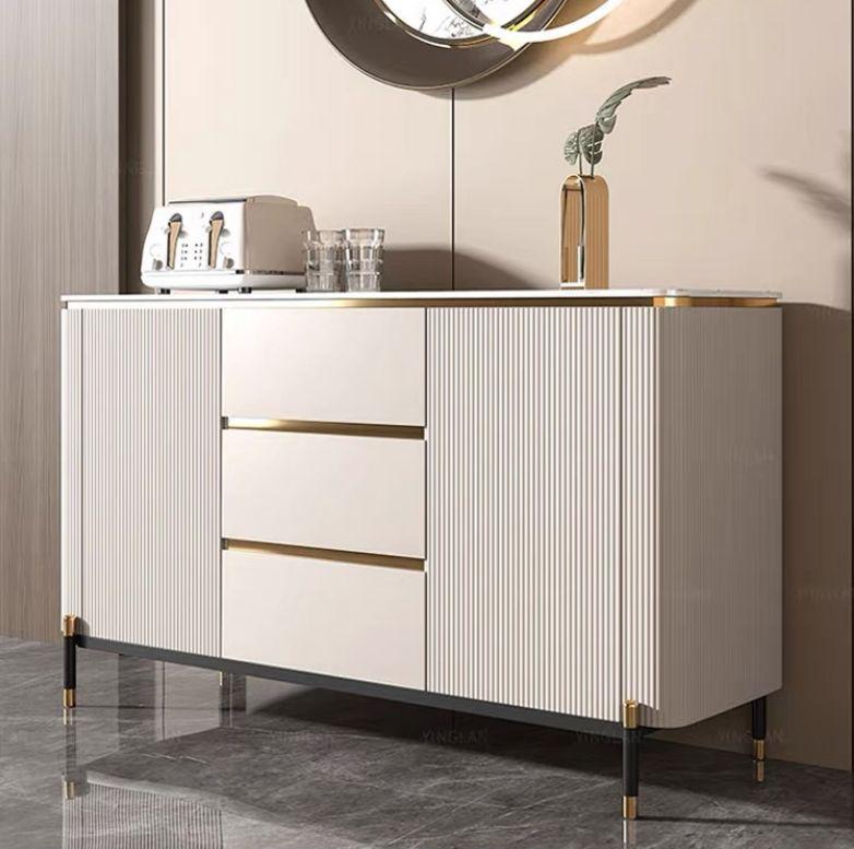 Bella White & Gold Premium Ribbed Sideboard – Esme Furnishings