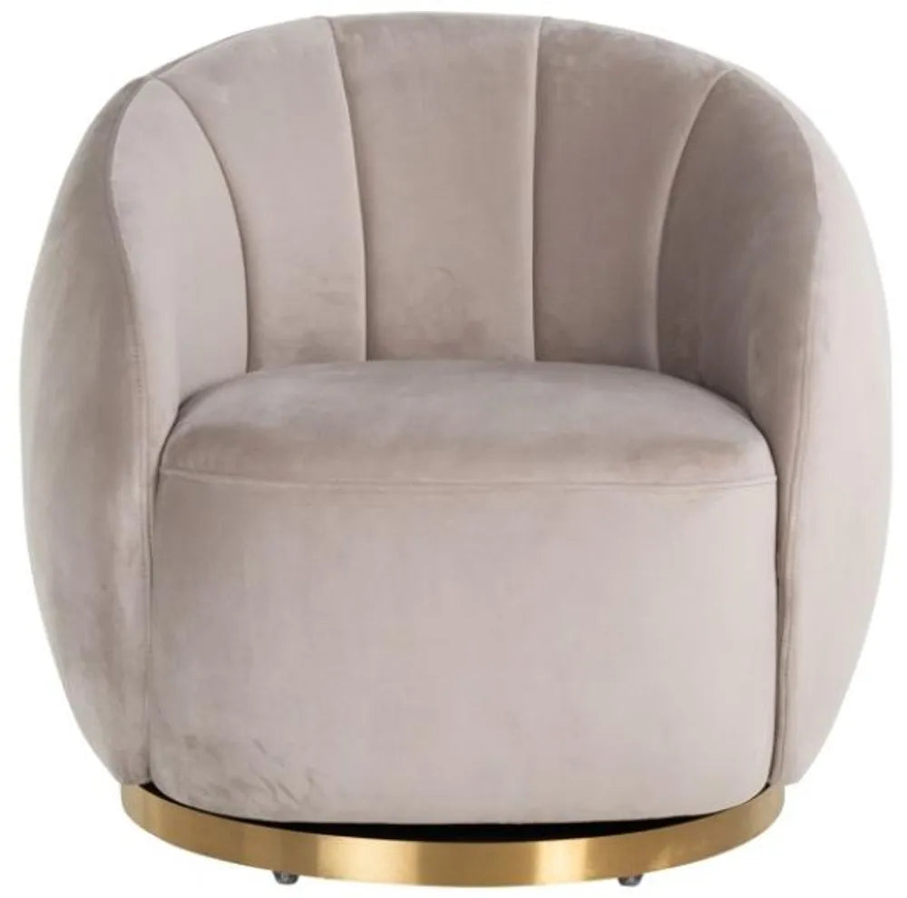 Richmond Interiors Swivel Easy Chair Jago Stone Taupe Velvet / Brushed ...