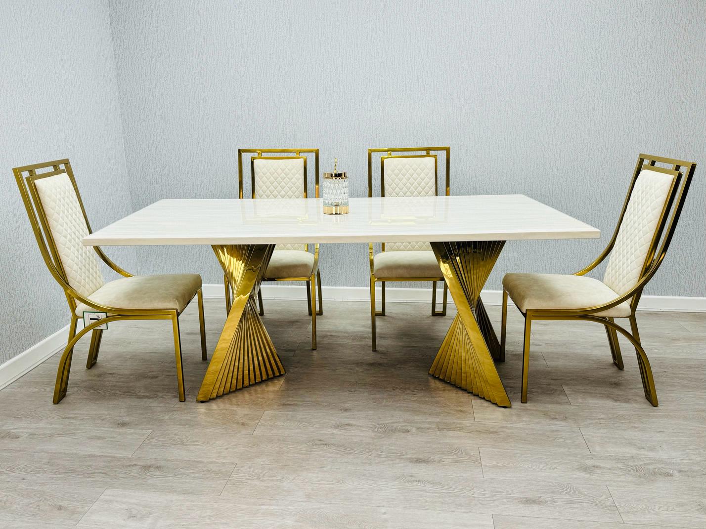 Ravello Cream & Gold Marble 180cm Dining Table Only – Esme Furnishings