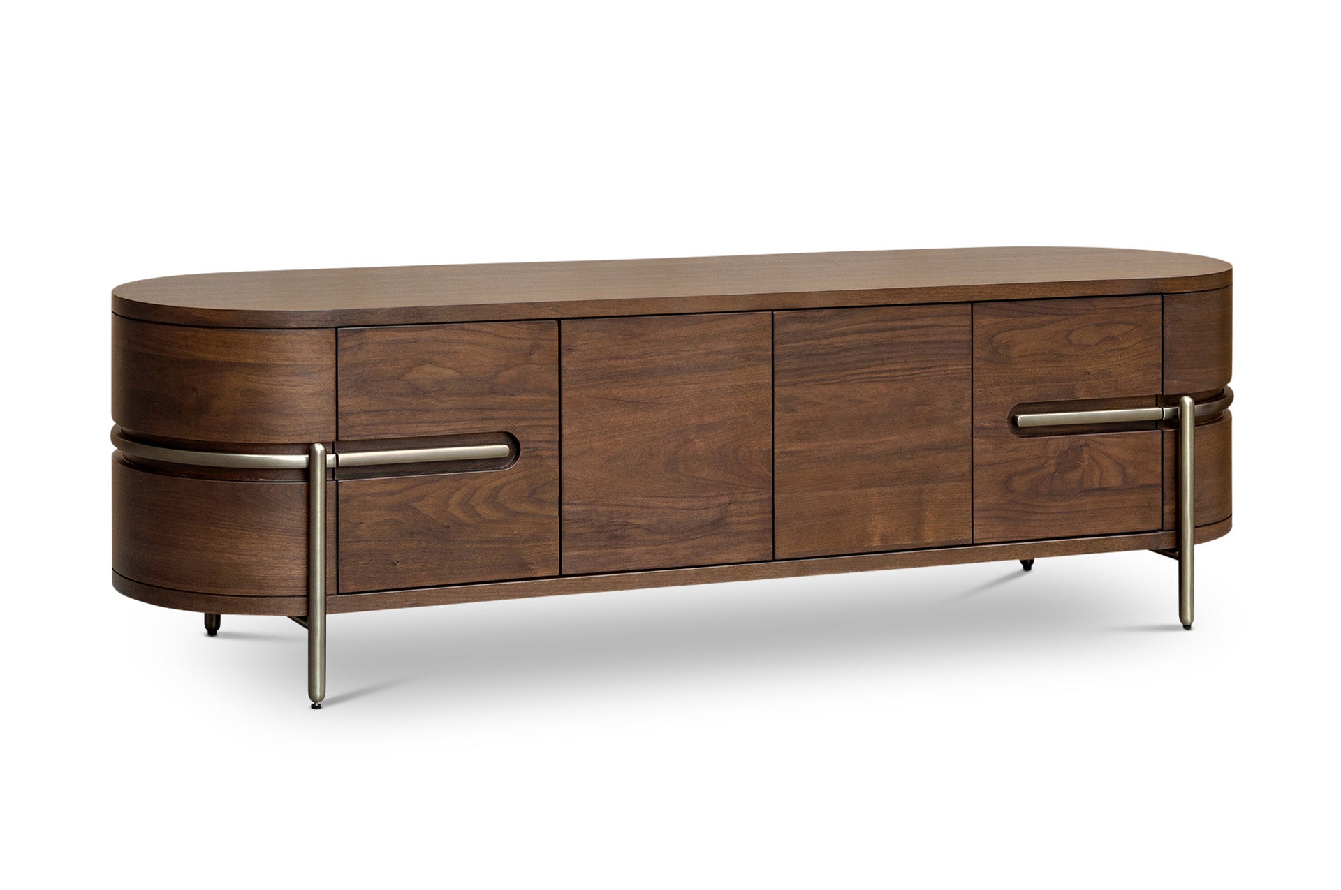 Berkeley Designs Vienna Natural Walnut / Brushed Brass TV Media Unit ...
