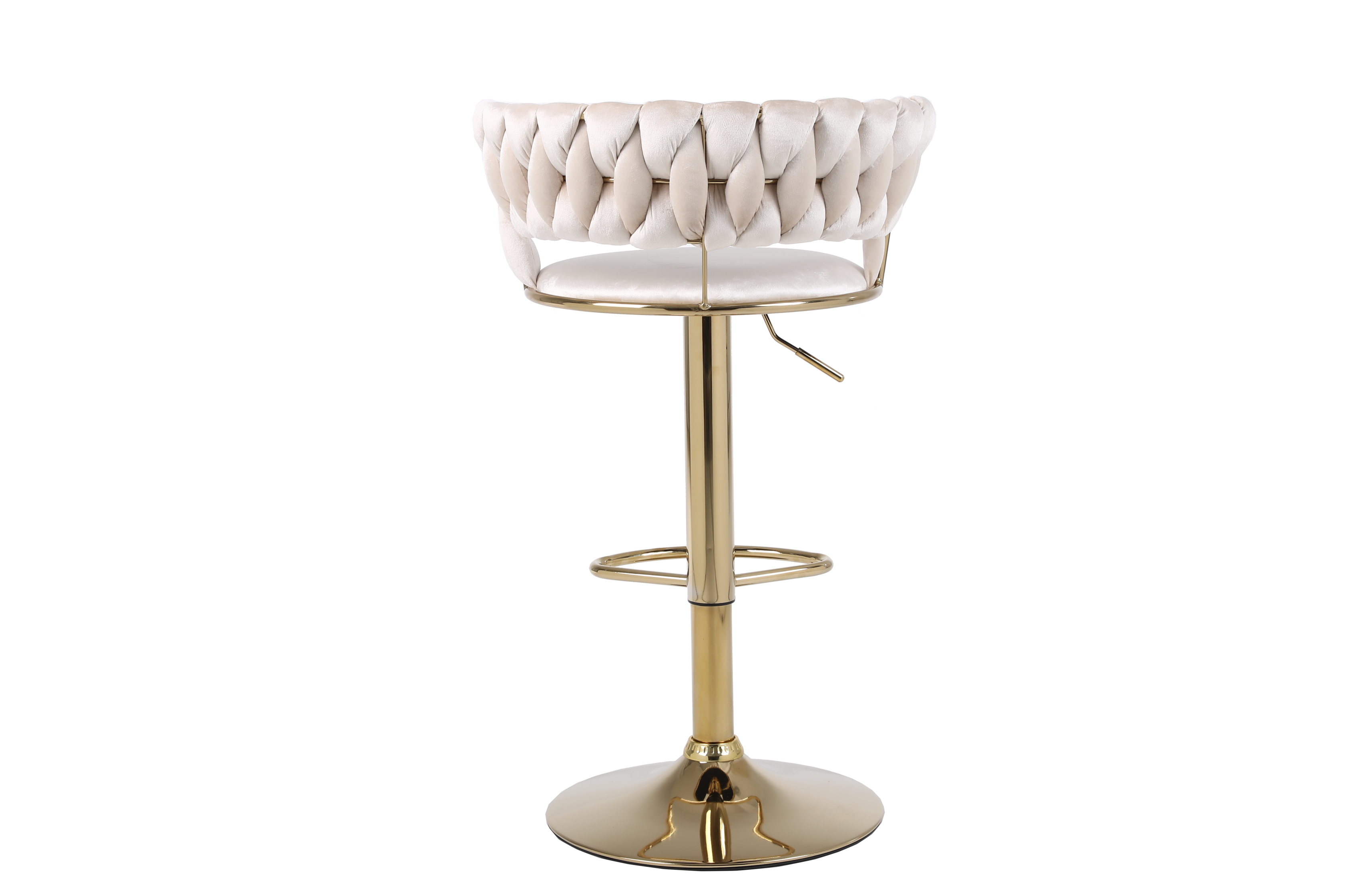 Pair of 2x Camilla Luxury Cream & Gold Velvet Bar Stool Adjustable Gol ...