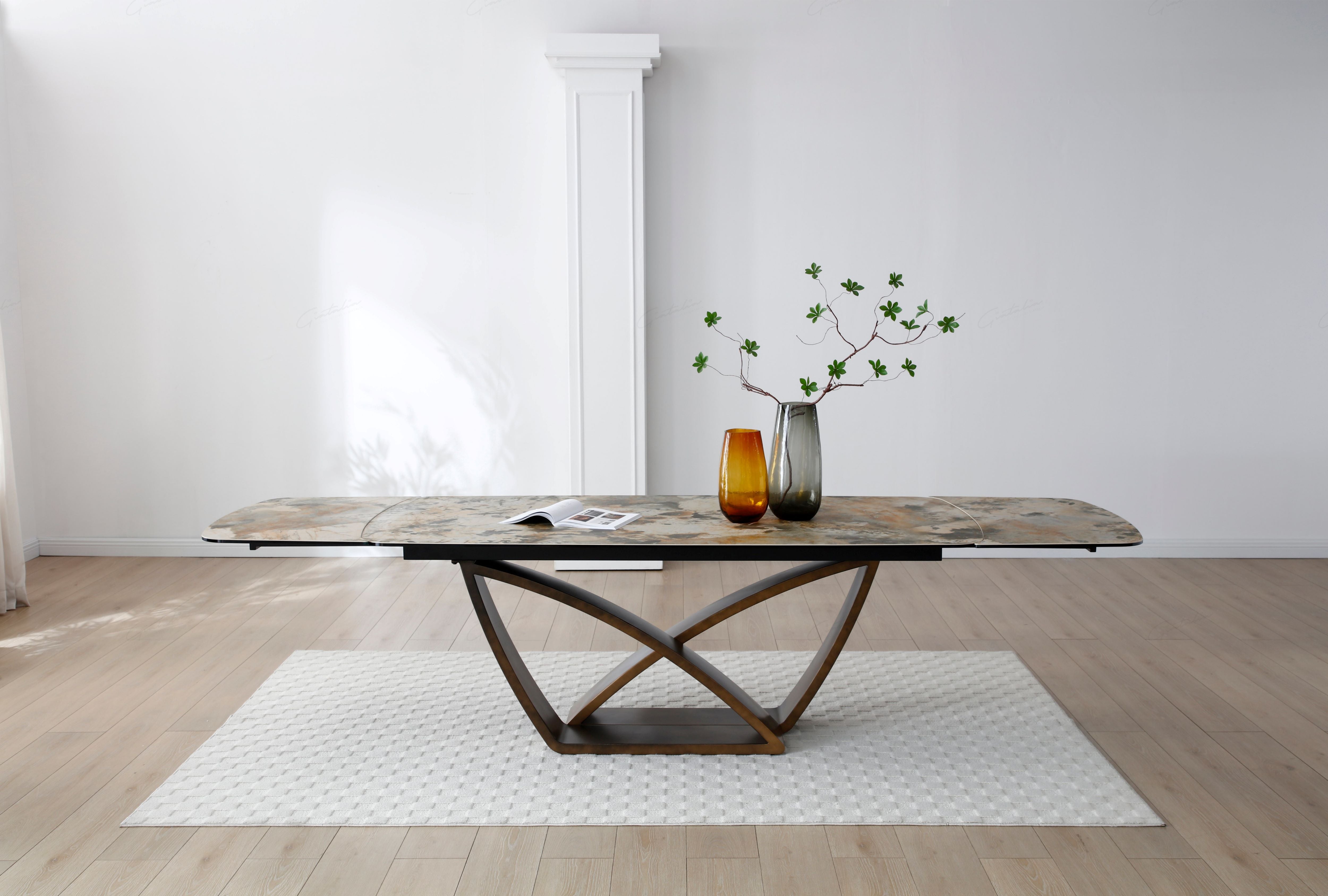 Loretti 200-300cm Italian Pandora Ceramic Marble Side Extending Dining ...