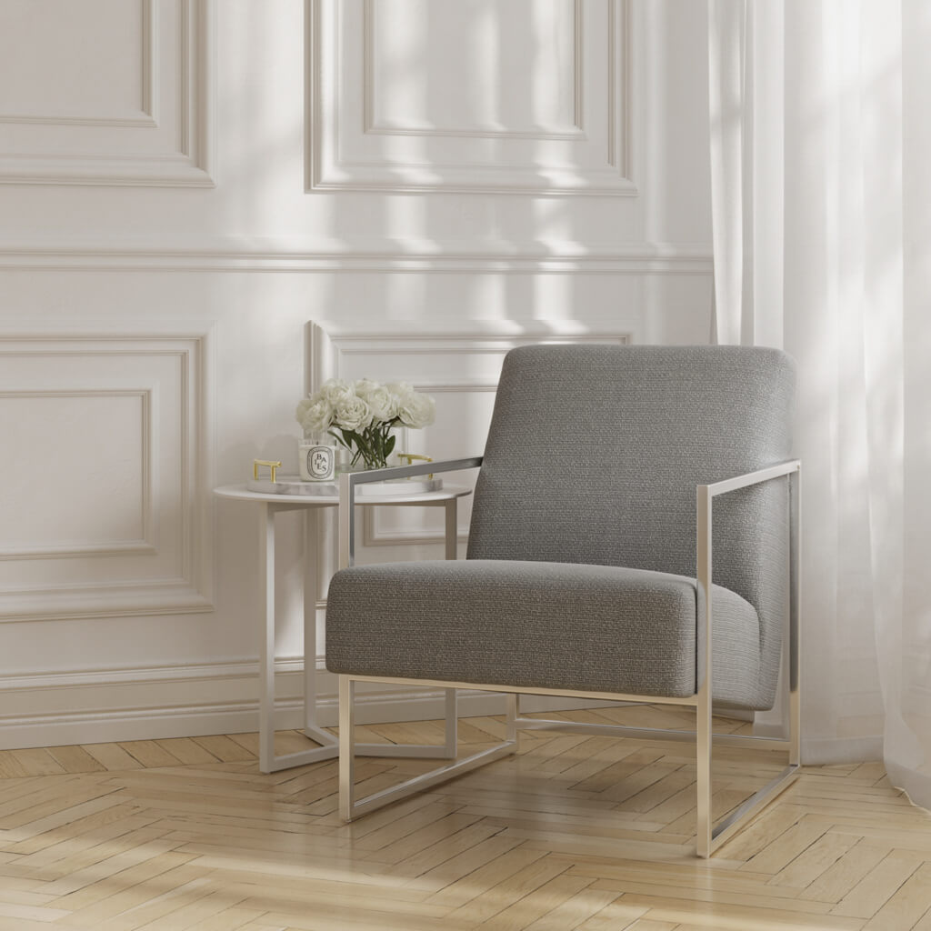 Manhattan Designs Ritz Dove Grey and Silver Chair – Esme Furnishings