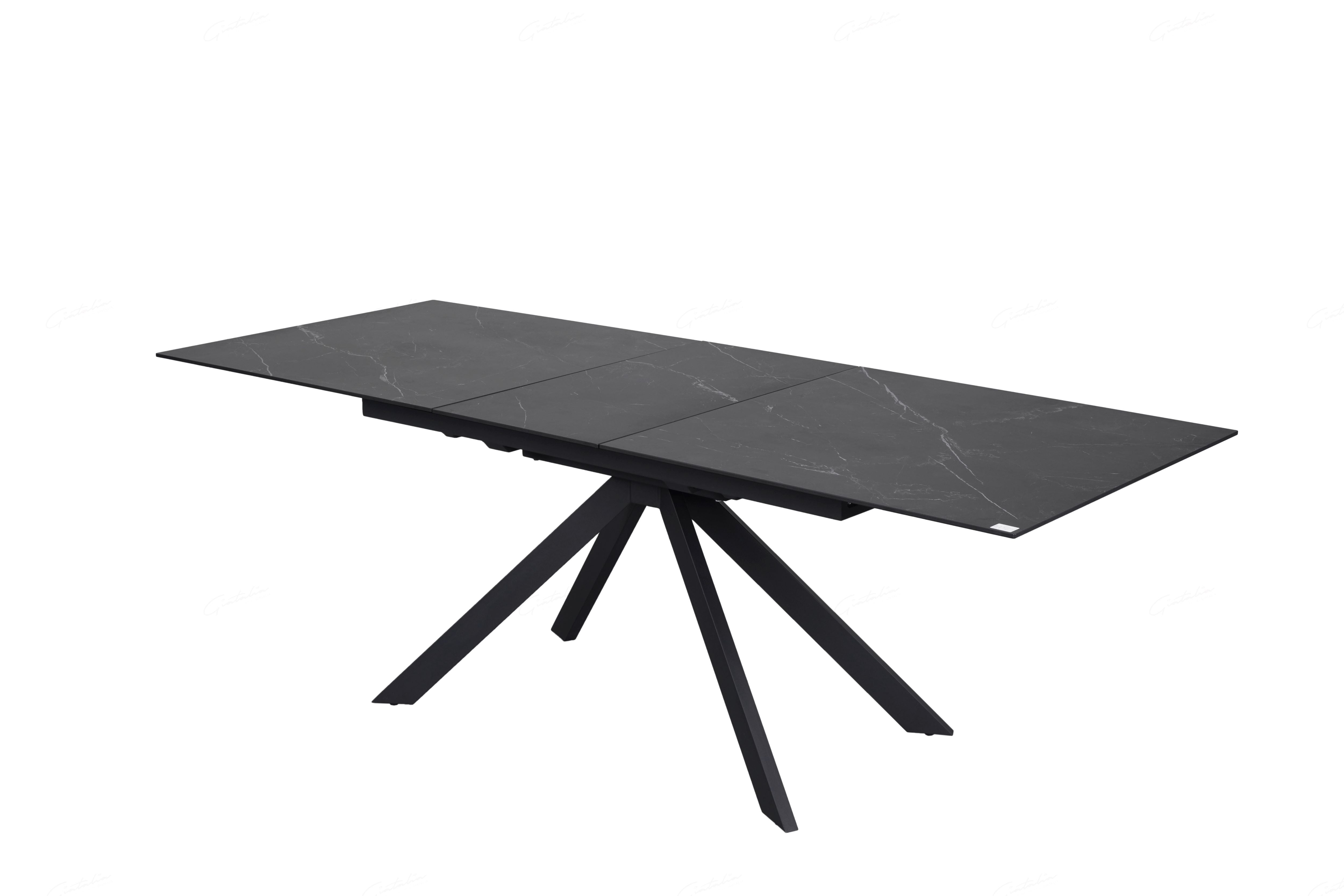 Rossa 180-225cm Black/White Ceramic Marble Extending Dining Table ...