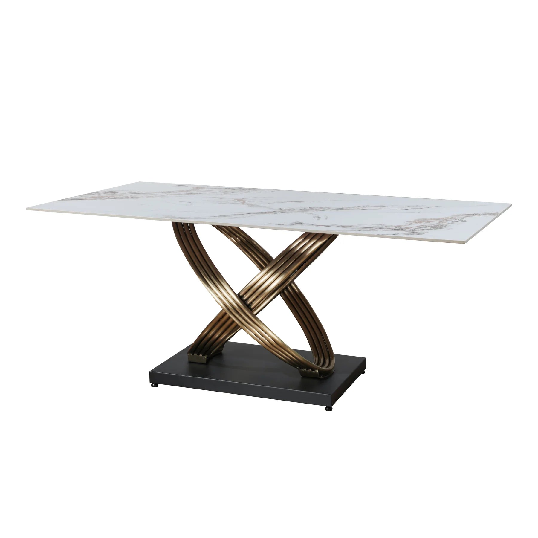 Orion Gold 180cm Dining Table with White/Gold Sintered Stone Top – Esme ...