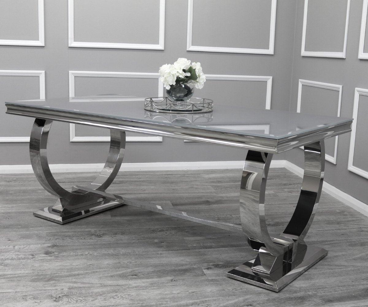 Arianna 150CM Glass & Chrome Dining Table - 2 Colours – Esme Furnishings