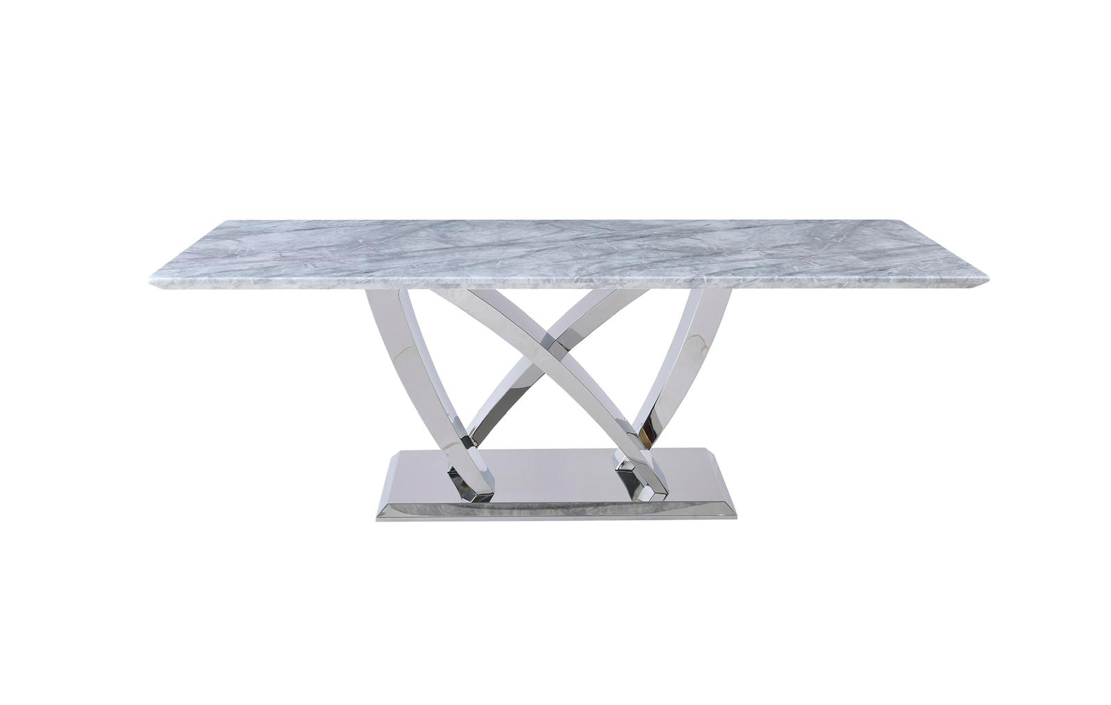 Amara 180cm Grey Marble & Chrome Dining Table – Esme Furnishings