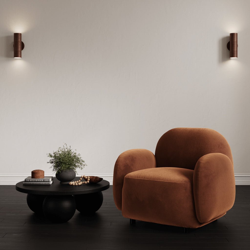 Manhattan Designs Hagu Rust Fabric Accent Chair – Esme Furnishings