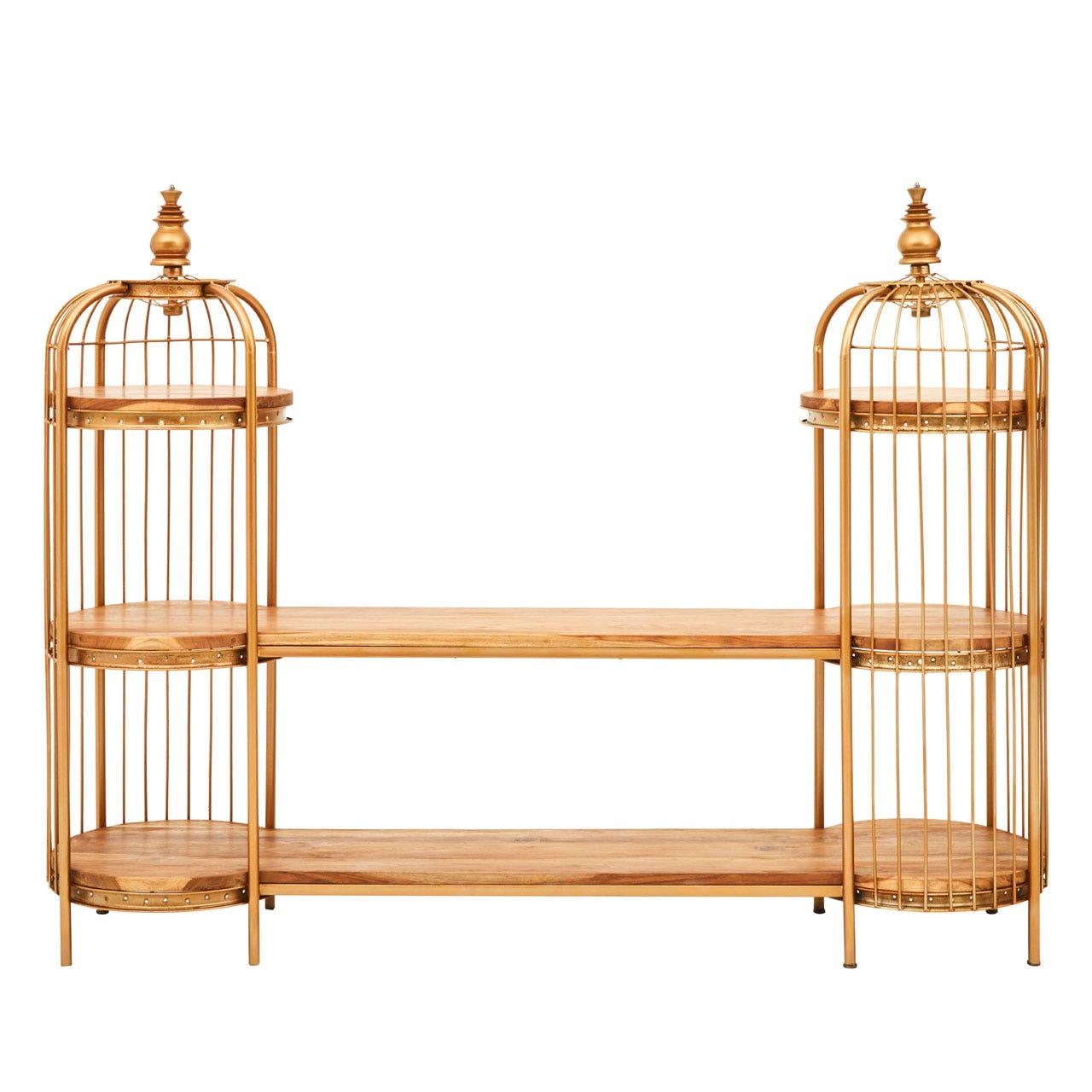 Iron Long Gold Finish Birdcage Shelf Unit – Esme Furnishings