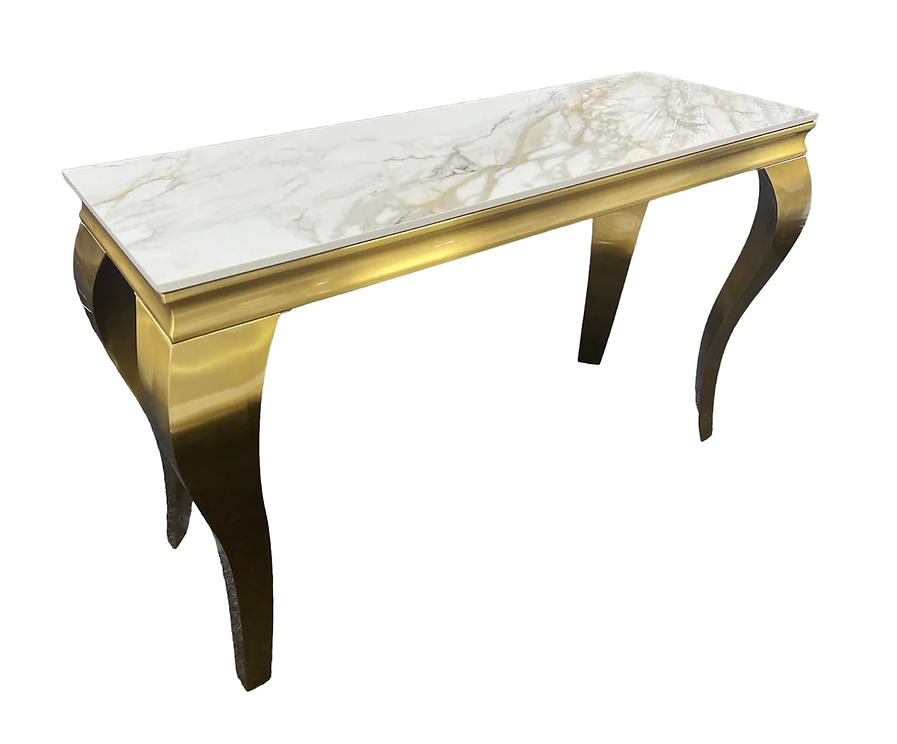 Louis Gold Ceramic Marble 120cm Console Table – Esme Furnishings