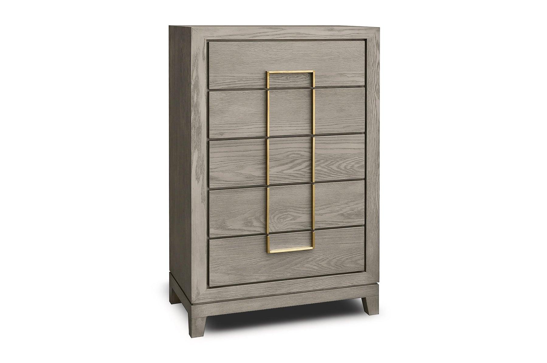 Berkeley Designs Lucca 5 Drawer Tall Chest of Drawers In Grey/Oak ...