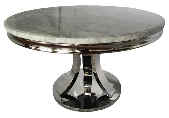 London 130cm Marble & Chrome Round Dining Table - 4 Colours – Esme ...