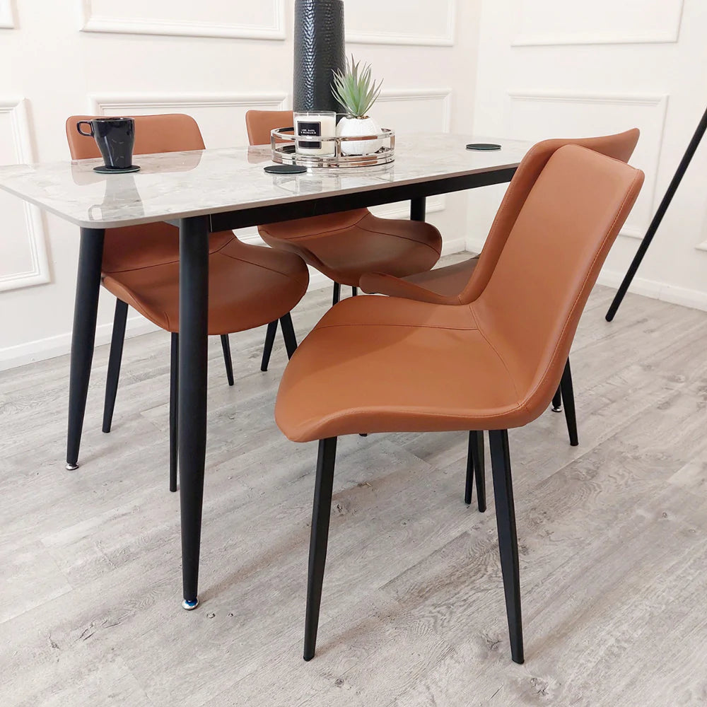Remus Tan PU Leather Dining Chair – Esme Furnishings