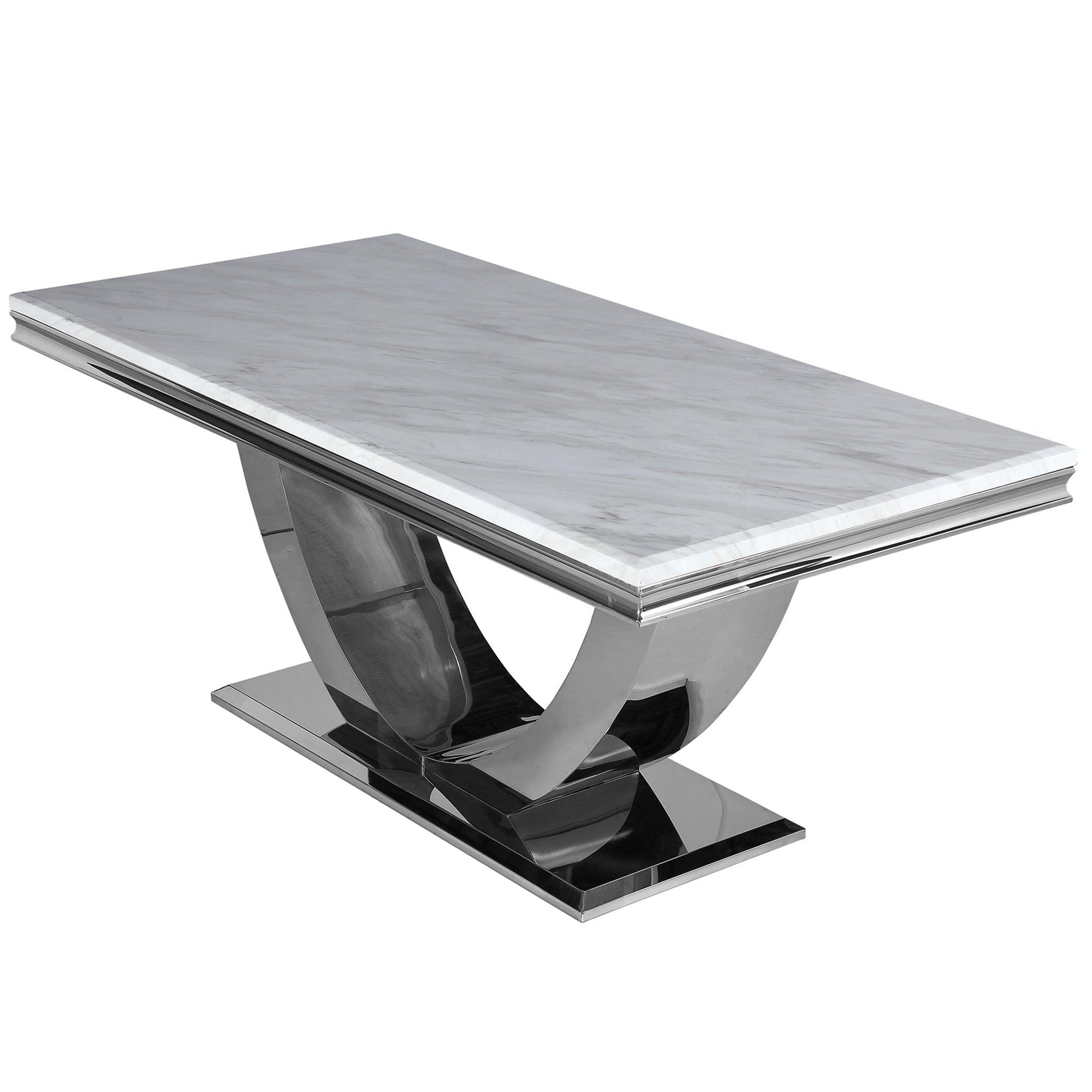 Arial 150CM Marble & Chrome Dining Table - 5 Colours – Esme Furnishings