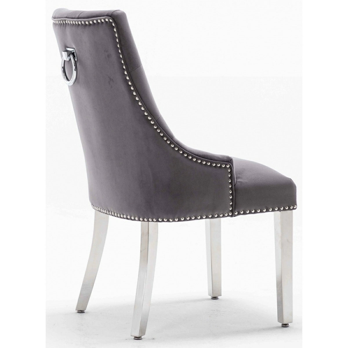 Knightsbridge Dark Grey French Velvet Knocker Back Dining Chair With C ...