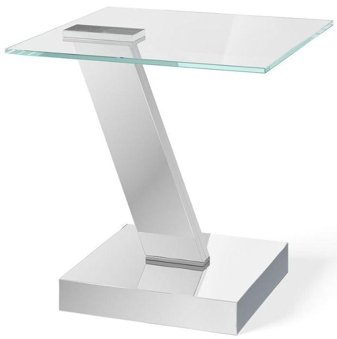 Sparta Side Table - Glass and Chrome – Esme Furnishings